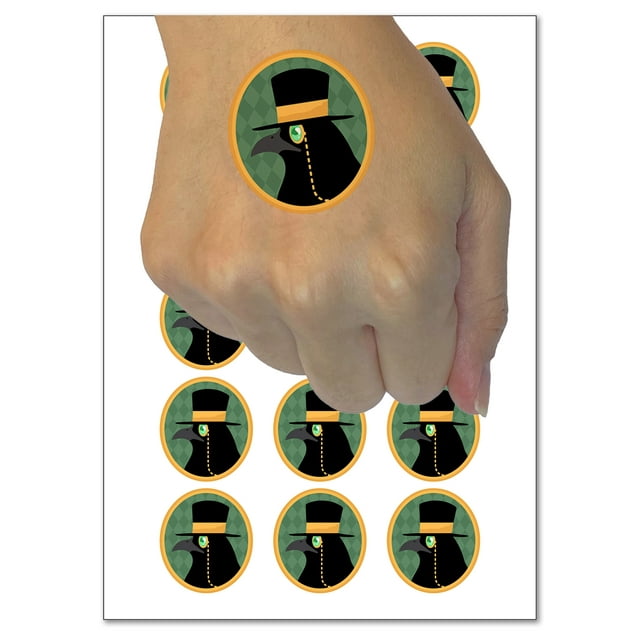 Fancy Raven Bird with Top Hat Monocle Water Resistant Temporary Tattoo ...