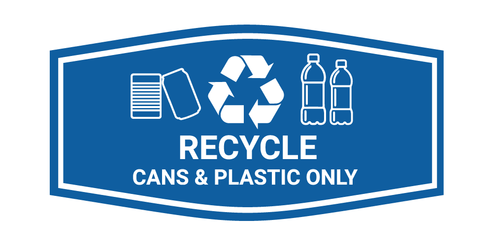 Fancy Recycle Cans & Plastic Only Sign (Blue) - Small - Walmart.com