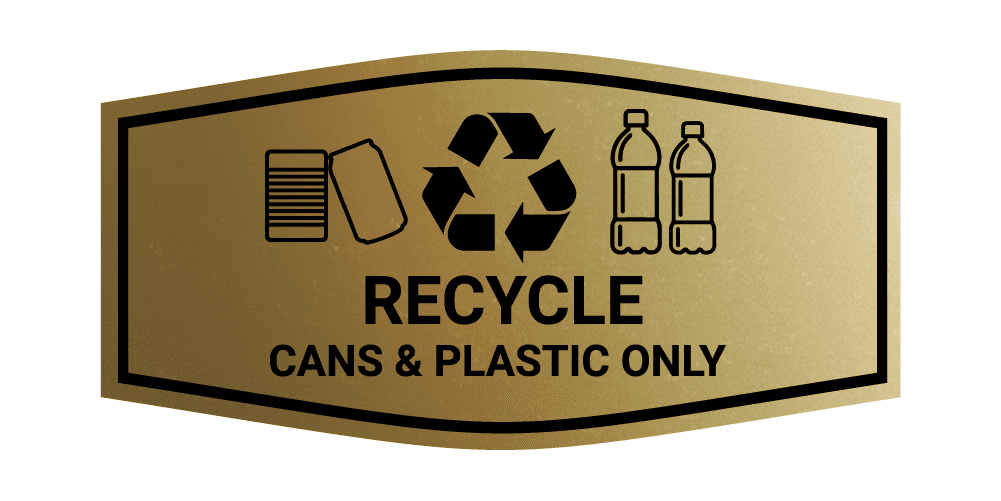 Fancy Recycle Cans & Plastic Only Sign (Brushed Gold) - Large - Walmart.com