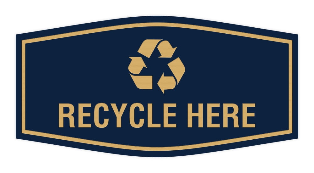 Fancy Recycle Here Sign (Navy Blue/Gold) - Large - Walmart.com