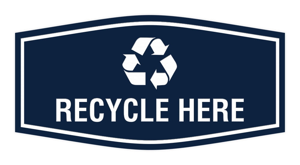 Fancy Recycle Here Sign (Navy Blue / White) - Medium - Walmart.com