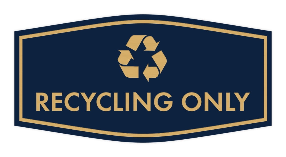 Fancy Recycling Only Sign (Navy Blue/Gold) - Large - Walmart.com