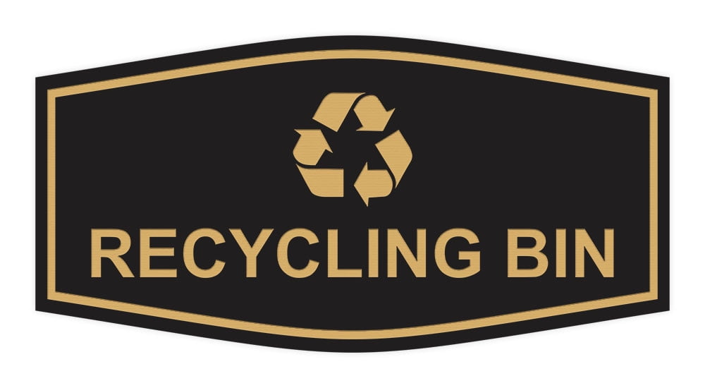 Fancy Recycling bin Sign (Black Gold) - Large - Walmart.com
