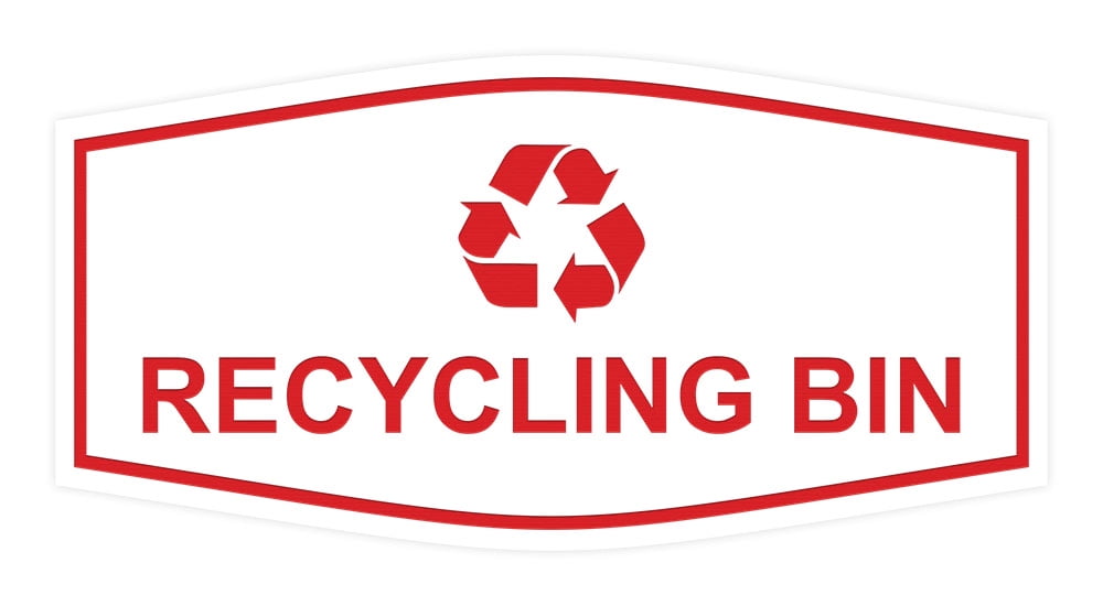 Fancy Recycling bin Sign (White/Red) - Large - Walmart.com