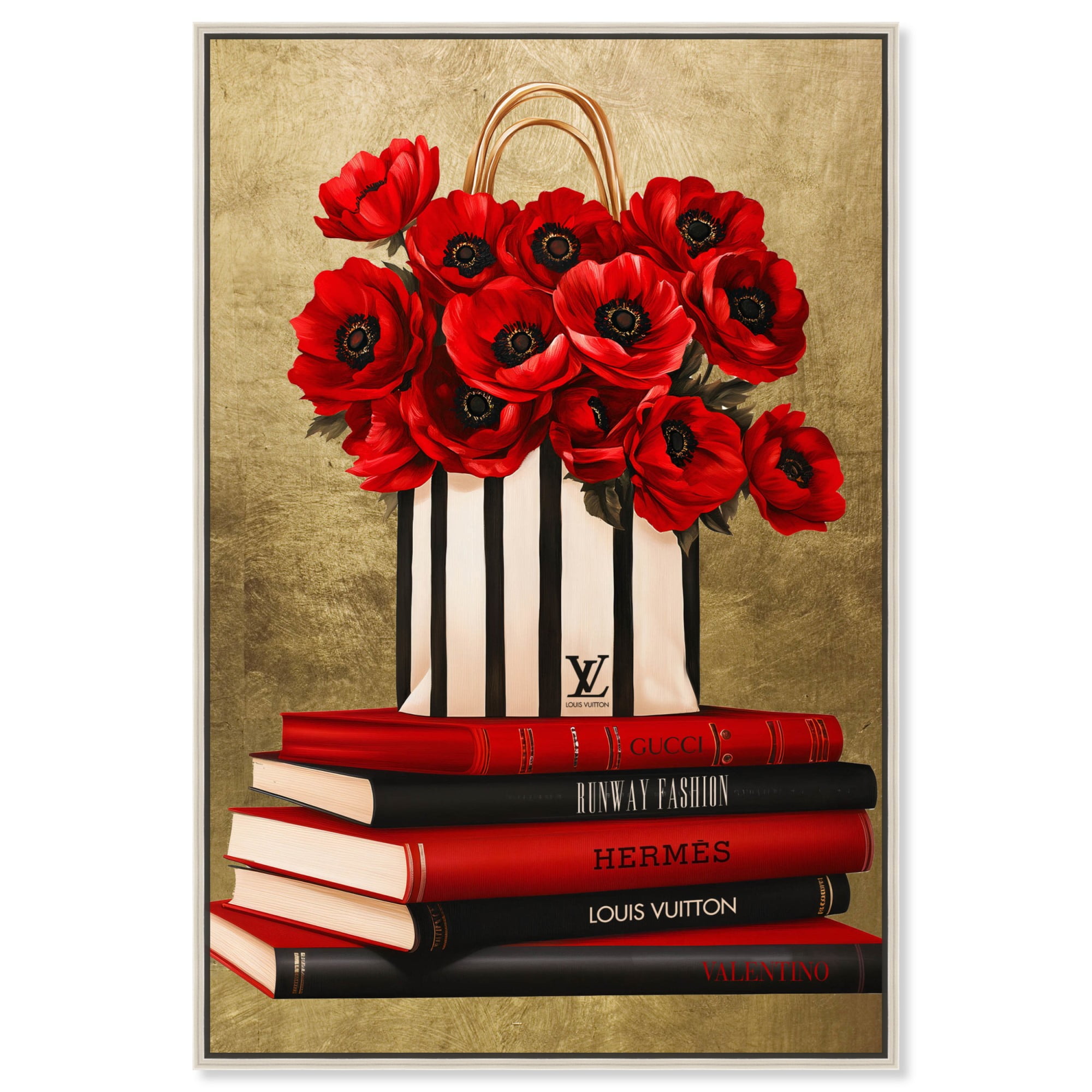 Fancy Red and Black Bag and Books Canvas Fashion Illustration by Art ...
