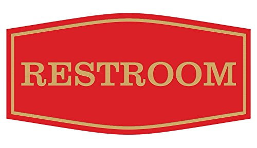 Fancy Restroom Sign - Business Bathroom Signage - Easy to Install (Red ...
