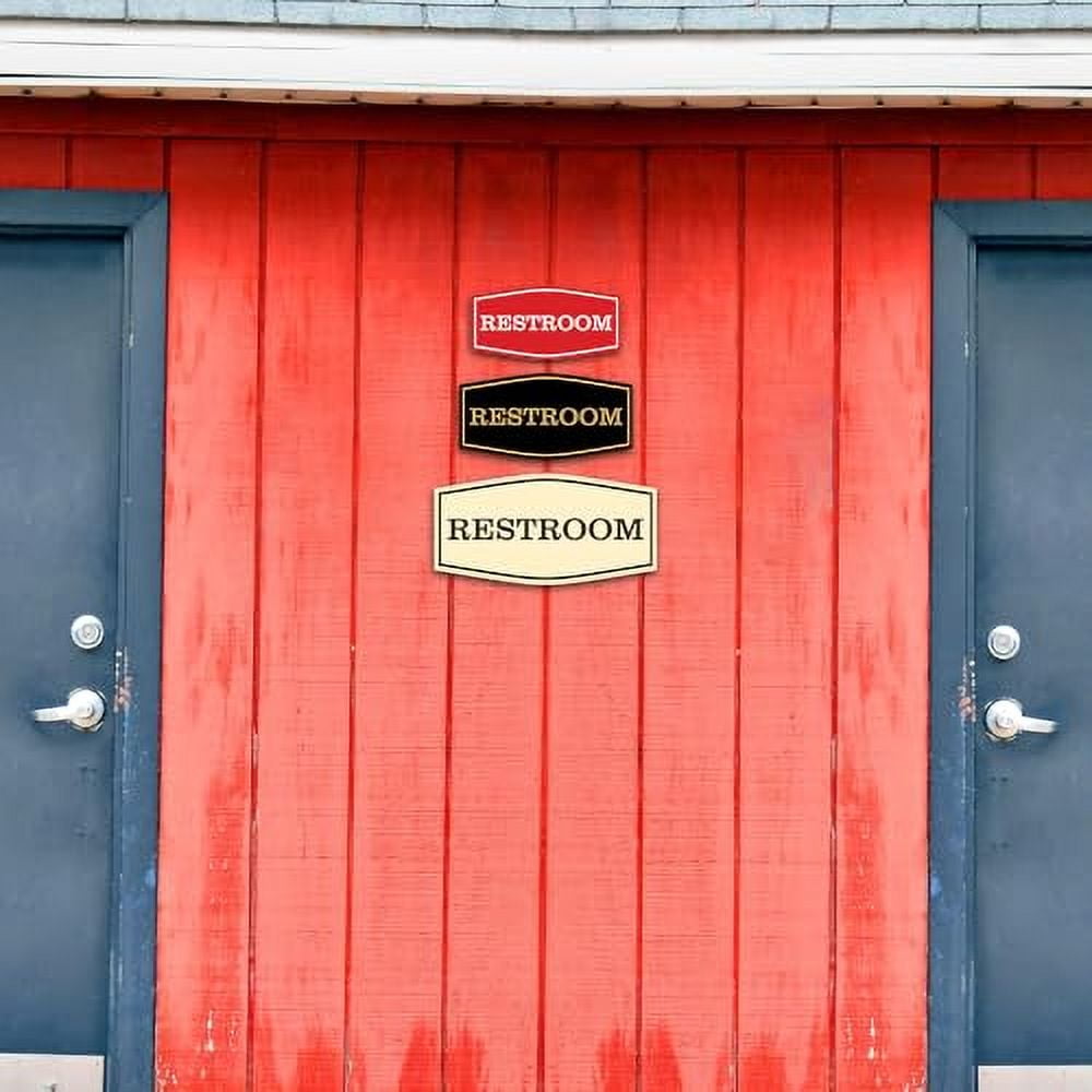 Fancy Restroom Sign - Business Bathroom Signage - Easy to Install (Red ...