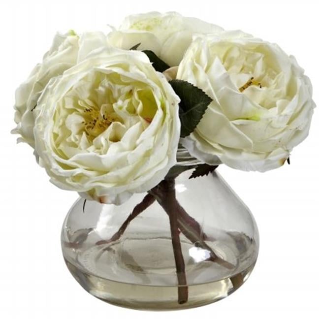 Fancy Rose With Vase - White - Walmart.com