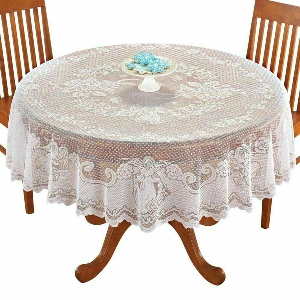 Fancy Round Decorative Lace Tablecloth with Elegant Floral Patterns for ...