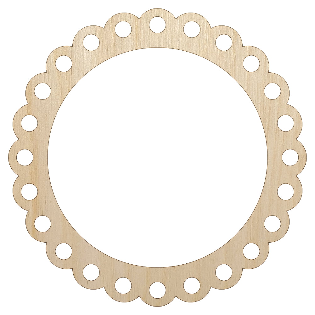 Fancy Scallop Round Frame Wood Shape Unfinished Piece Cutout Craft DIY ...