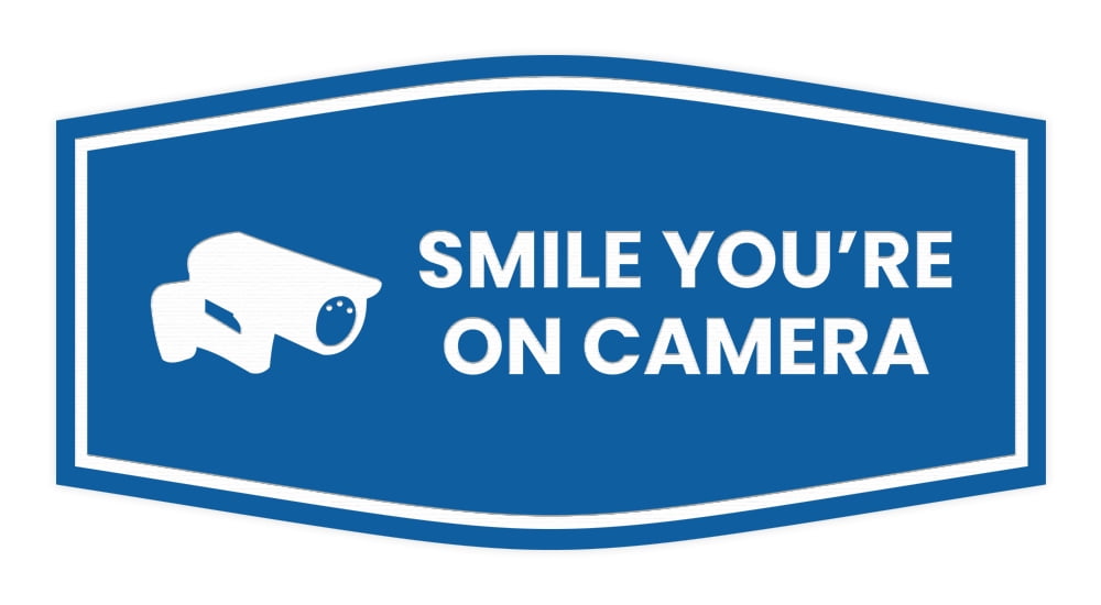 Fancy Smile You're On Camera Sign (Blue) - Medium - Walmart.com