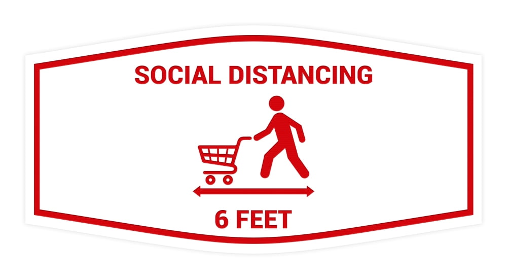 Fancy Social Distancing Sign (White/Red) - Large 4.5x9" - Walmart ...