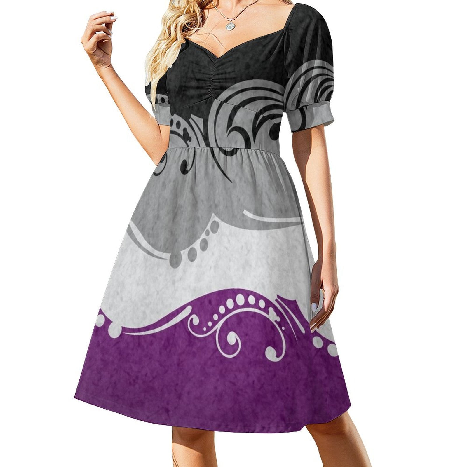 Fancy Swooped and Swirled Asexual Pride Flag Background Dress wedding ...