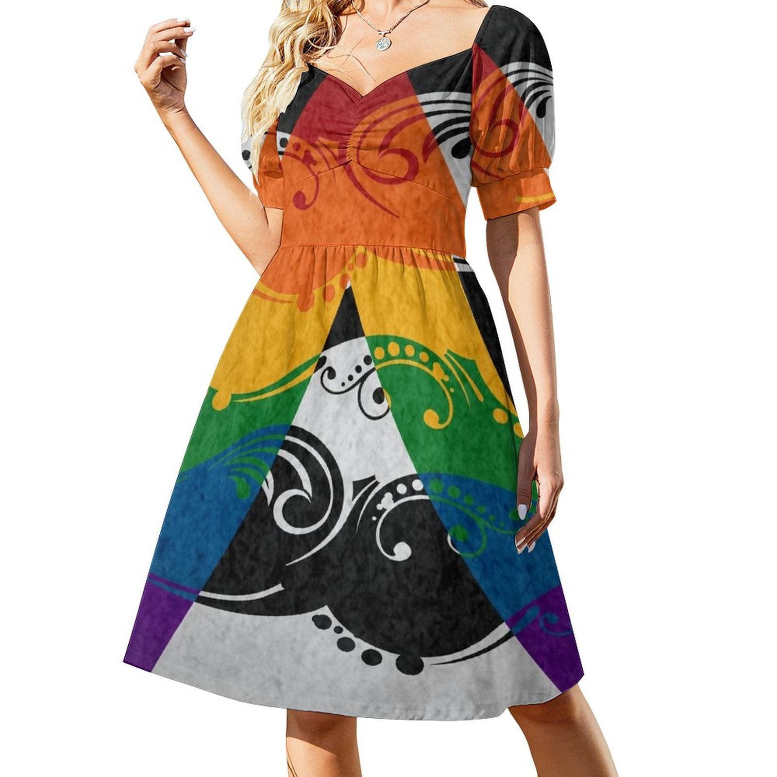 Fancy Swooped and Swirled LGBT Ally Pride Flag Background Sleeveless ...
