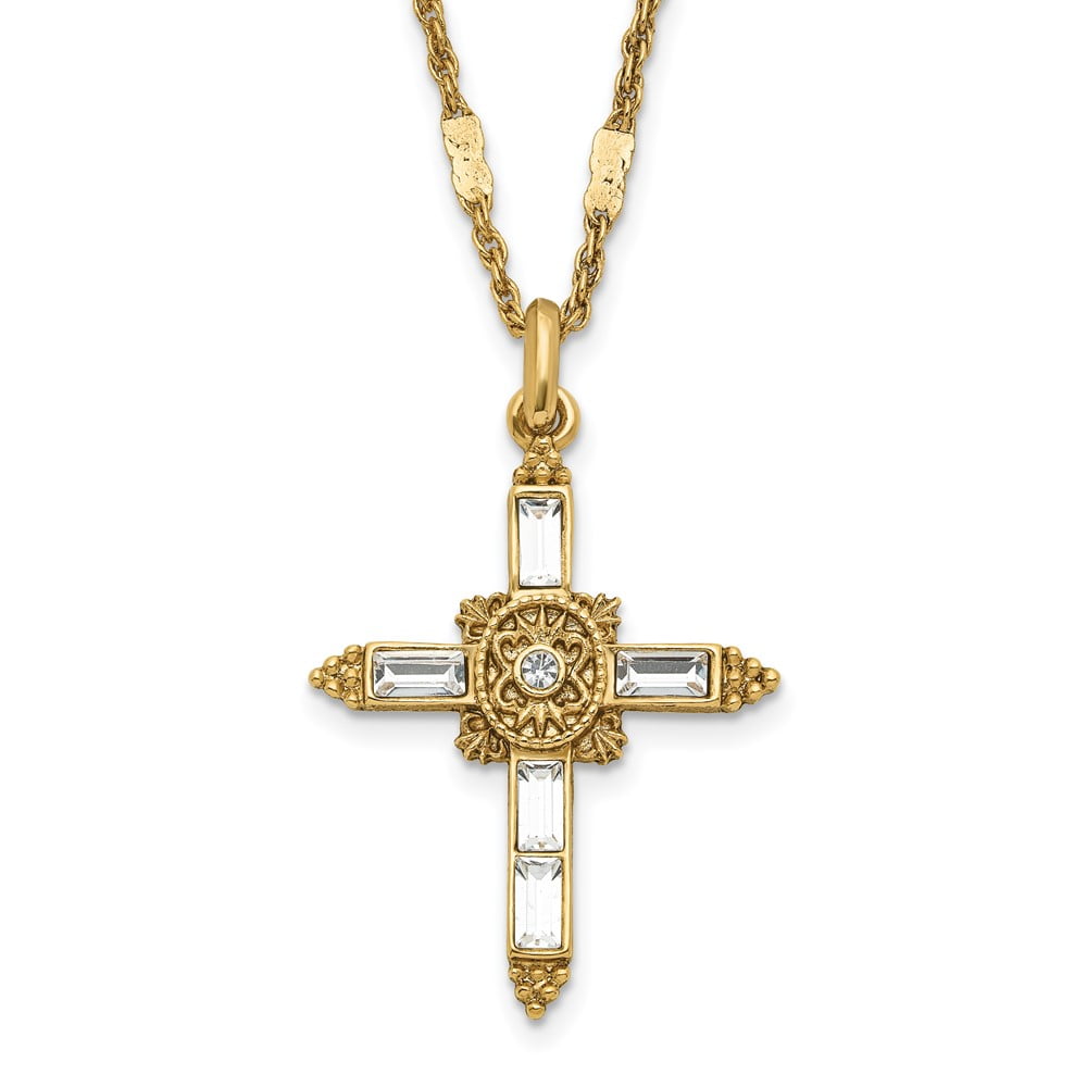 Fancy Themed Necklace Chain Symbols of Faith Gold-tone Ornate Center ...