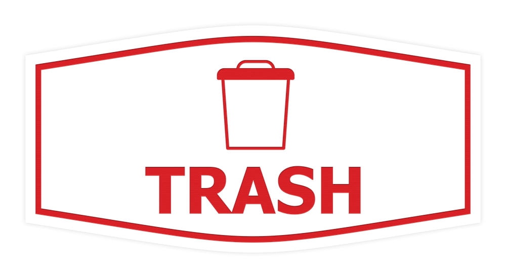 Fancy Trash Sign (White/Red) - Medium - Walmart.com