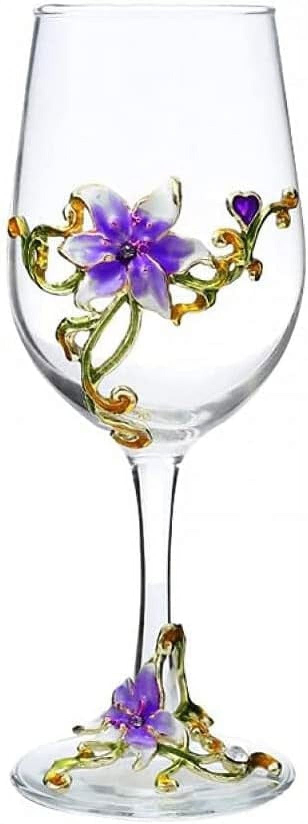 Fancy Wine Glasses, Floral Wine Glass, Set of 1, Flower Wine Glass ...