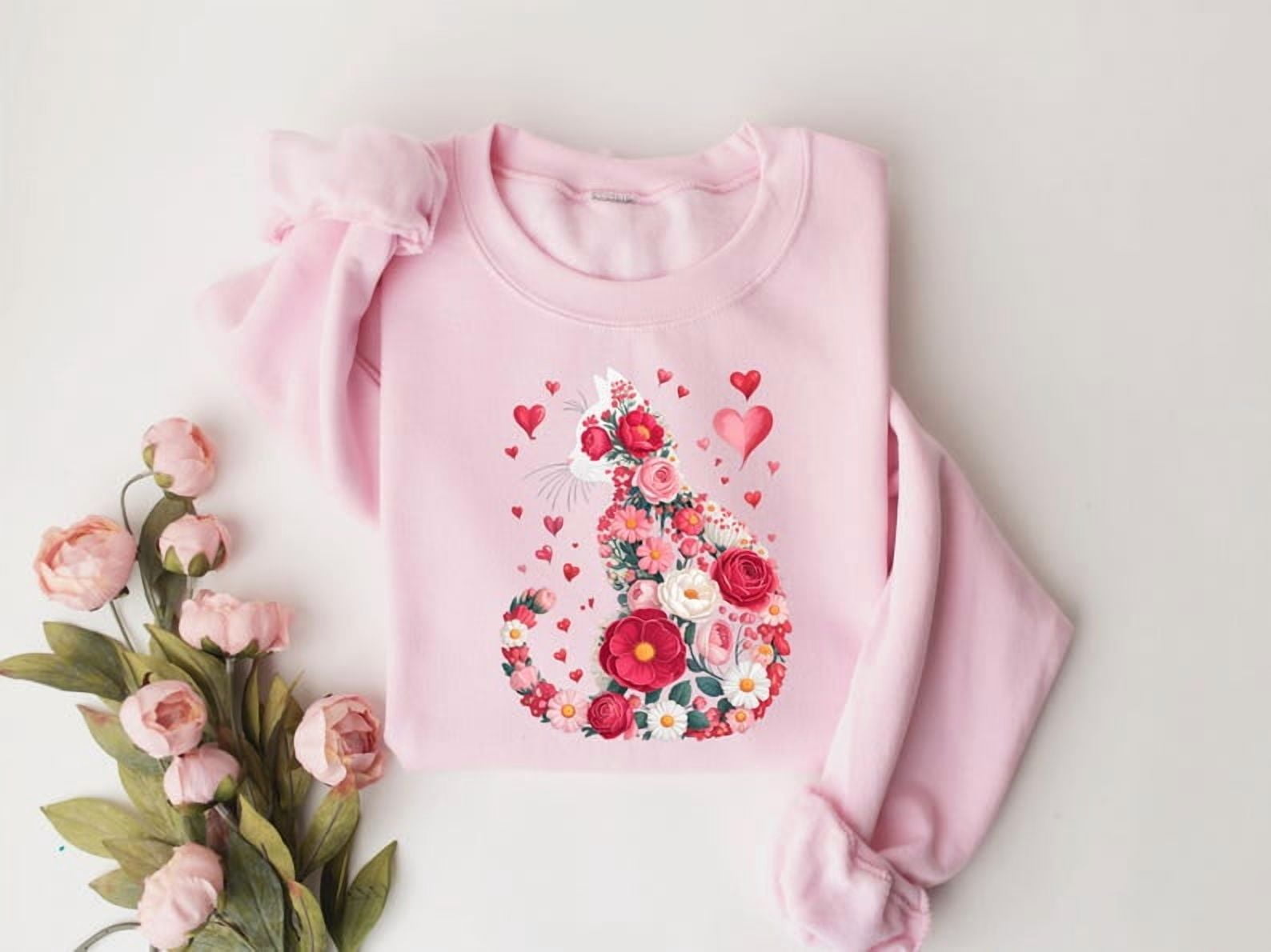 Fancy cat print sweatshirt for Valentine's Day, a gift for female cat ...