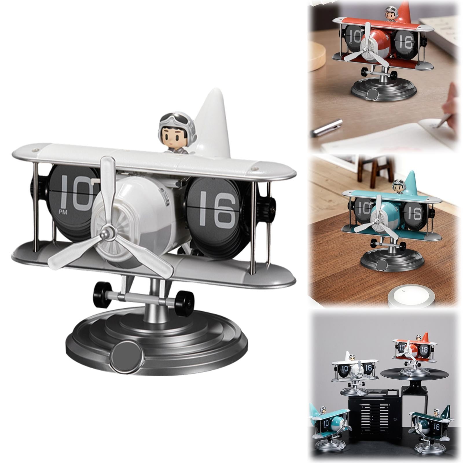 Fancy home decor! Time Flying Airplane Flip Clock Automatic Mechanical ...