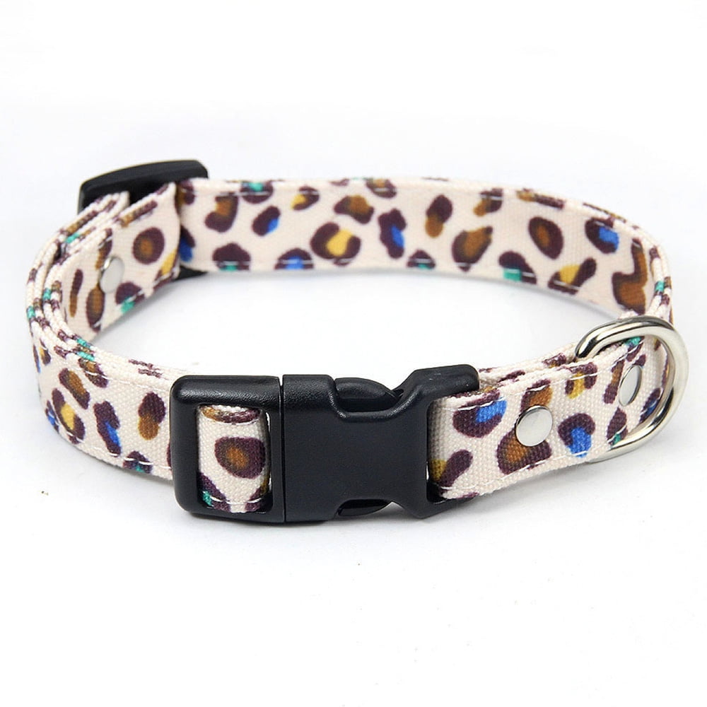 Fancy leopard print dog collar flocking fabric cheetah scent high grade ...