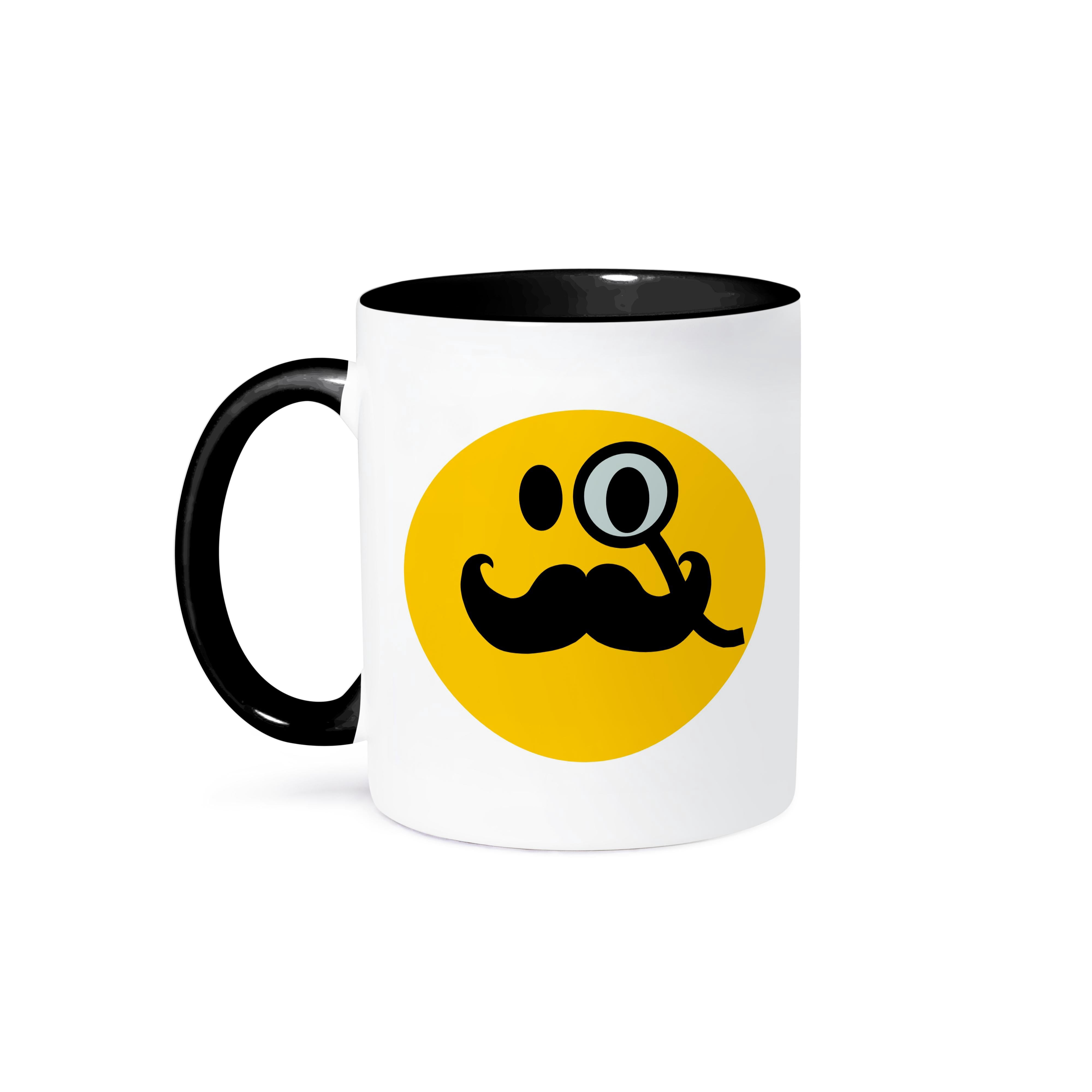 3dRose, Fancy smiling face with black mustache and monocle - yellow ...