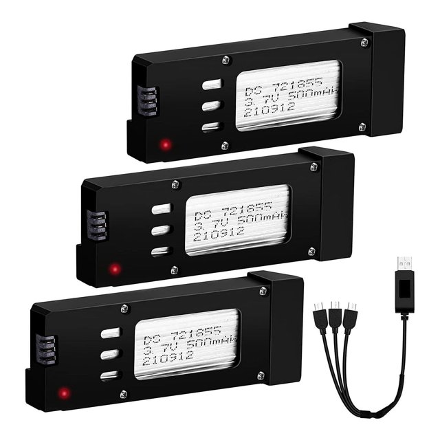 FancyWhoop 3-in-1 3Pack Upgrade 3.7V 500mAh Lipo Battery for Drone E58 S168 JY019 RC Drone ...