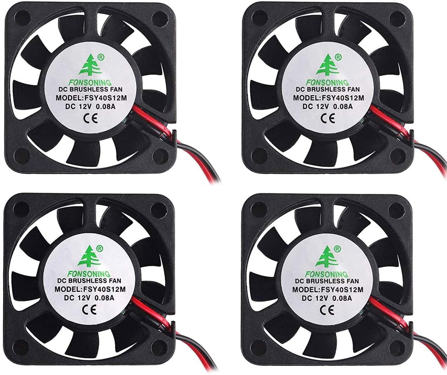 FancyWhoop 4pcs 3D Printer Fan 40mm 12V 0.08A DC Mini Quiet Cooling Fan ...