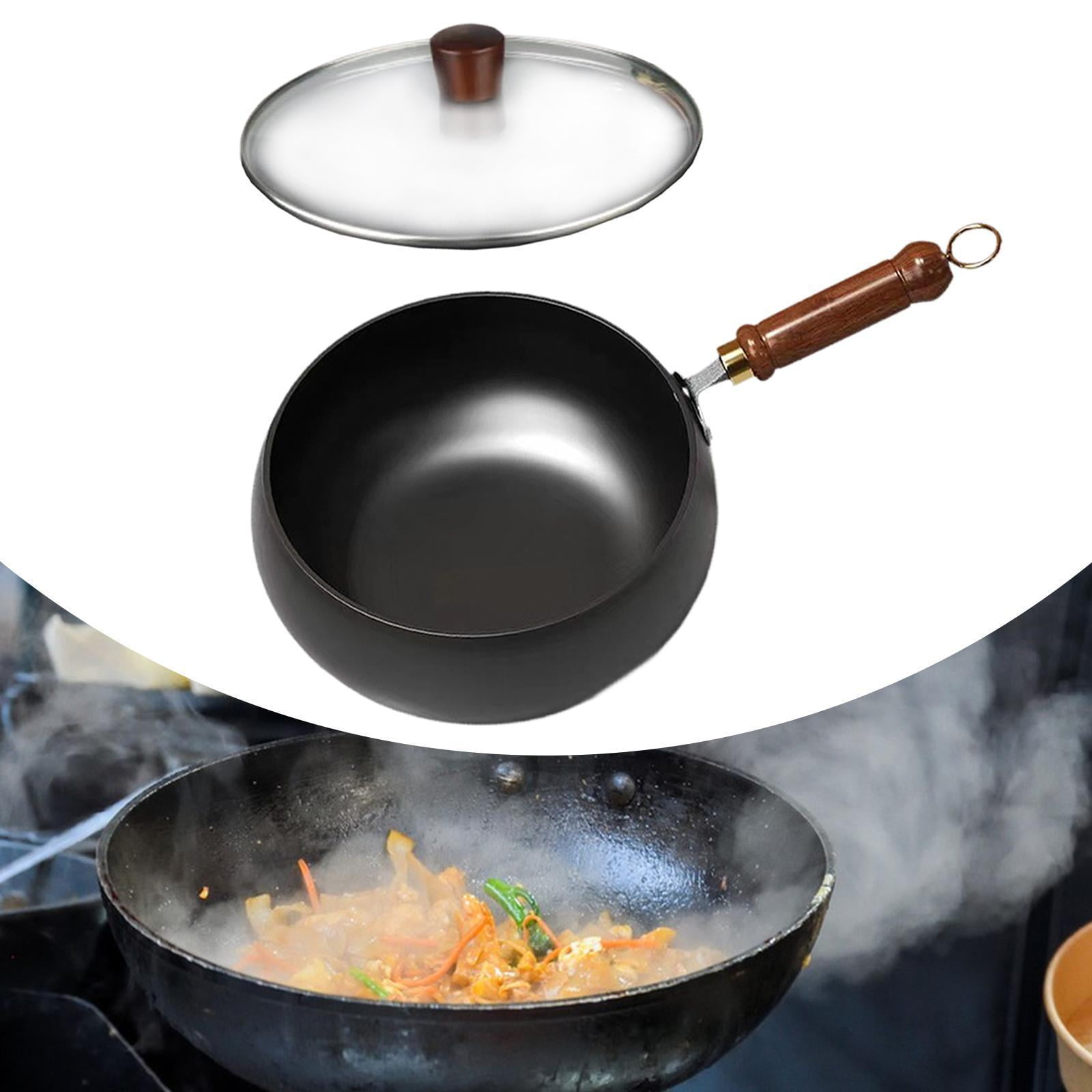 Fancyes 11 -Coll -Wok Pan, Chinese Wok, Wooden Handle Cookware, Gas ...