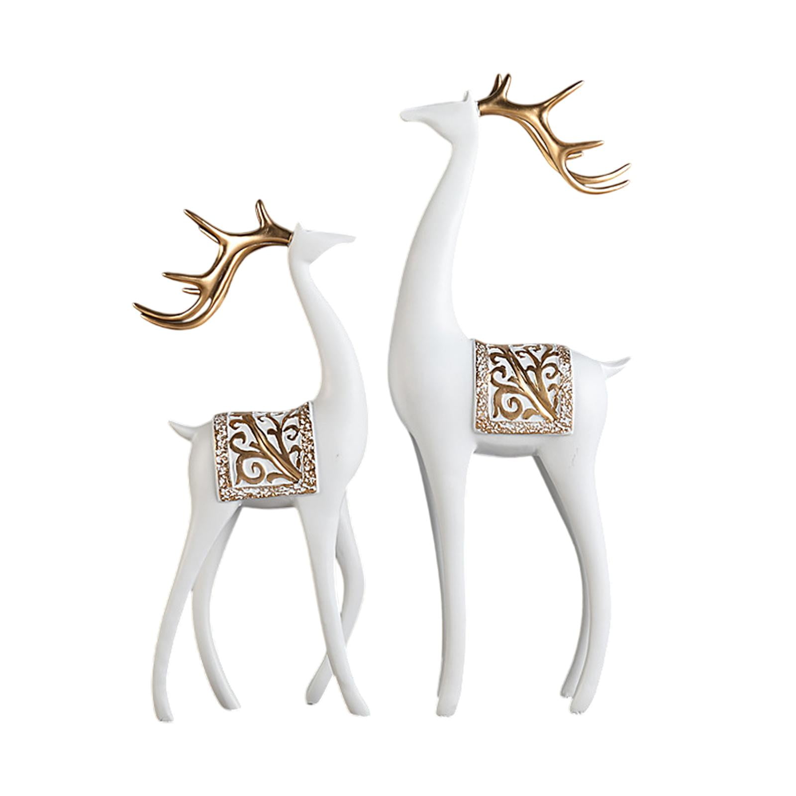Fancyes 2 Pieces Deer Sculptures Desktop Ornaments Decorative Figurines ...