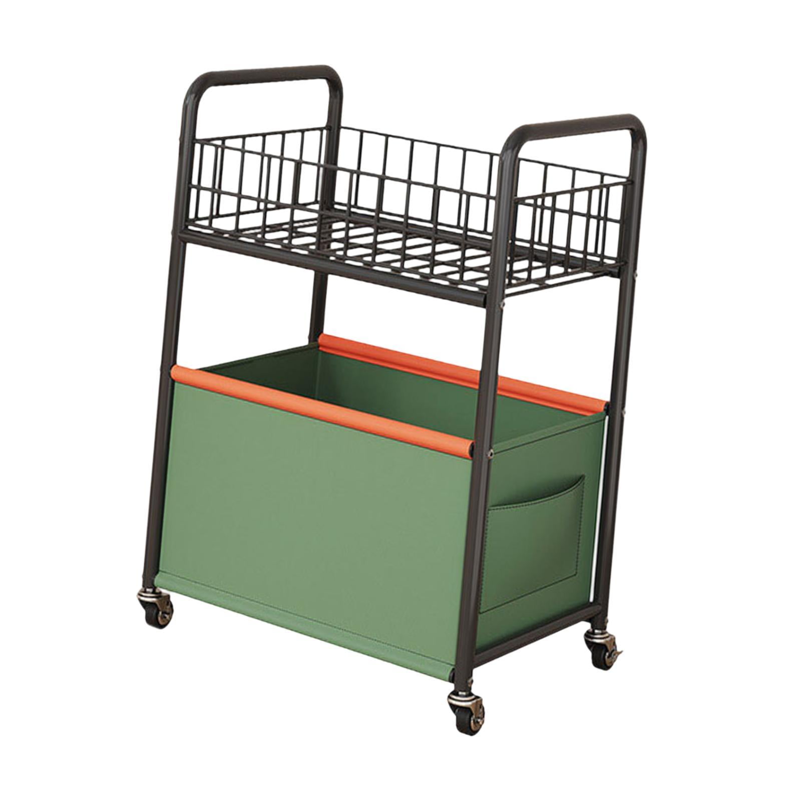 Fancyes 2-tier Rolling Utility Cart Movable Rolling Cart for Nursery ...