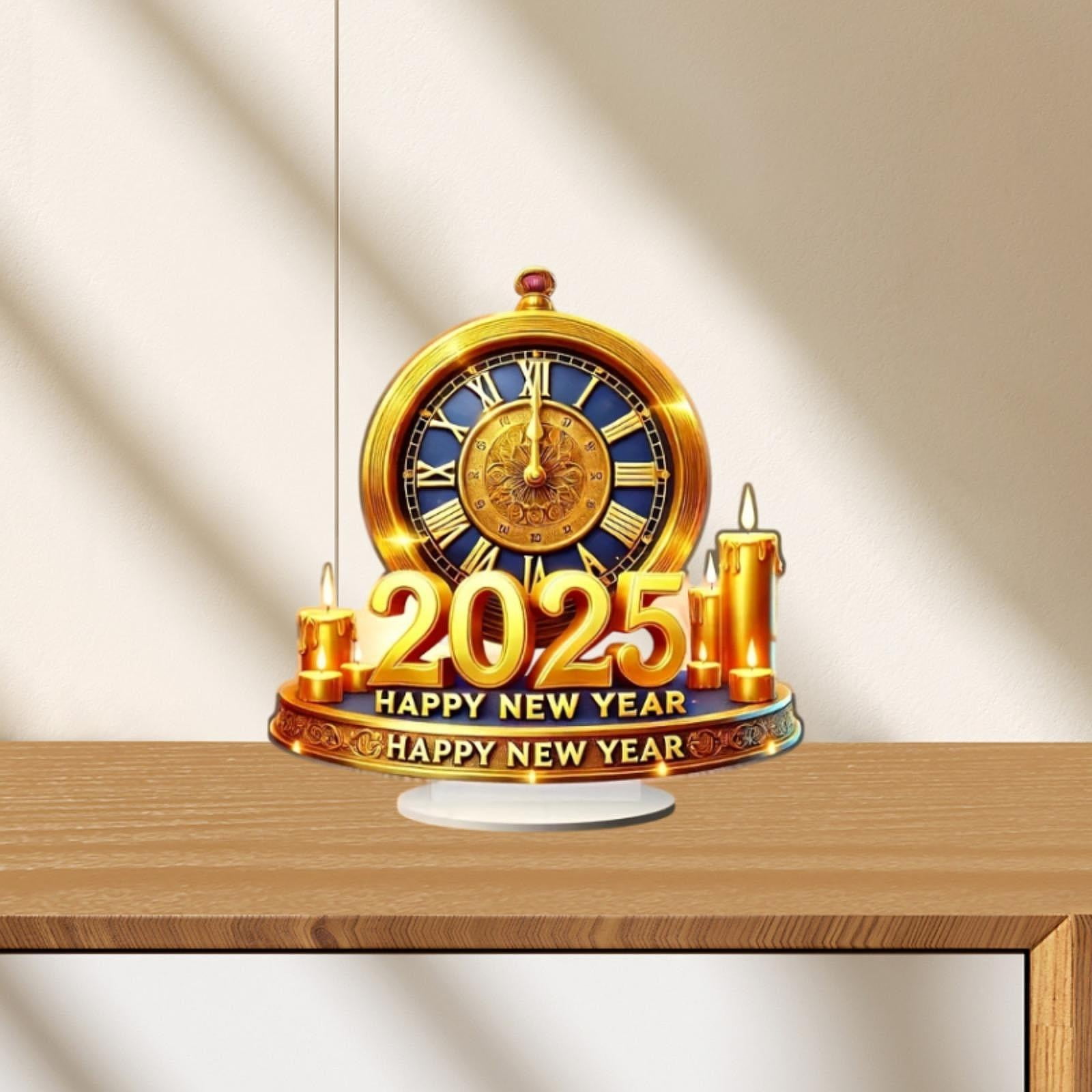 Fancyes 2025 Happy New Year Decoration Celebration Clock Decorative ...