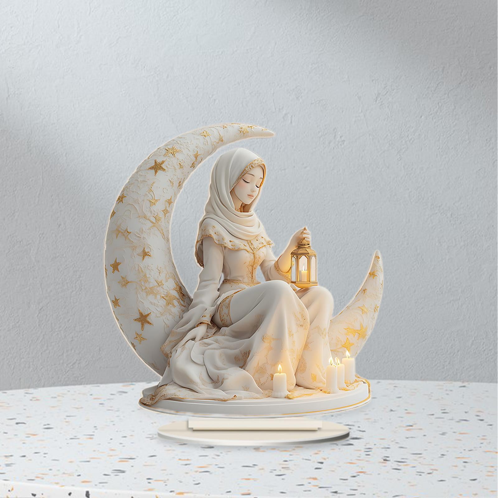 Fancyes 2D Moon Fairy Statue Acrylic Angel Sculpture with Base ...
