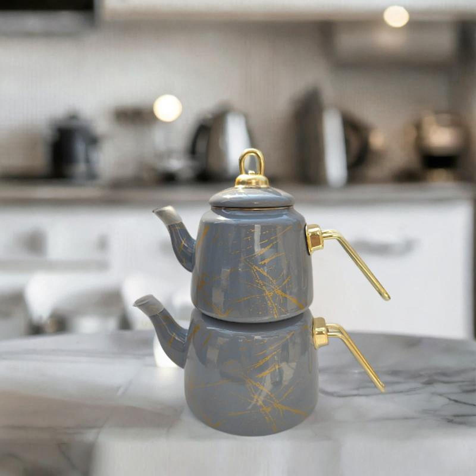 Fancyes 2Pcs Enamel Tea Pot Set Coffee Pot Multi-use Tea Pitcher Tea ...