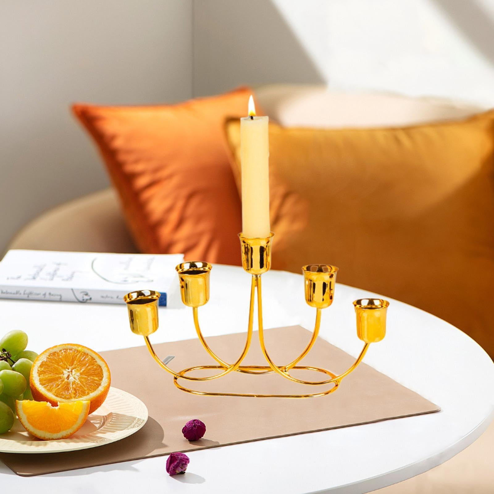 Fancyes 5 Arms Candle Holder Tapered Candles Holder Elegant Centerpiece ...