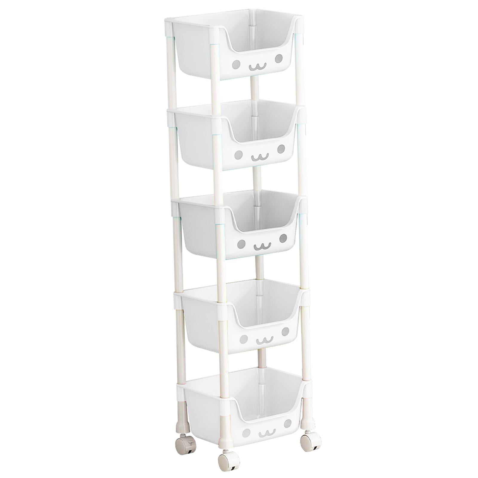 Fancyes 5 Tier Rolling Storage Carts with Wheels Serving Cart Fruits ...