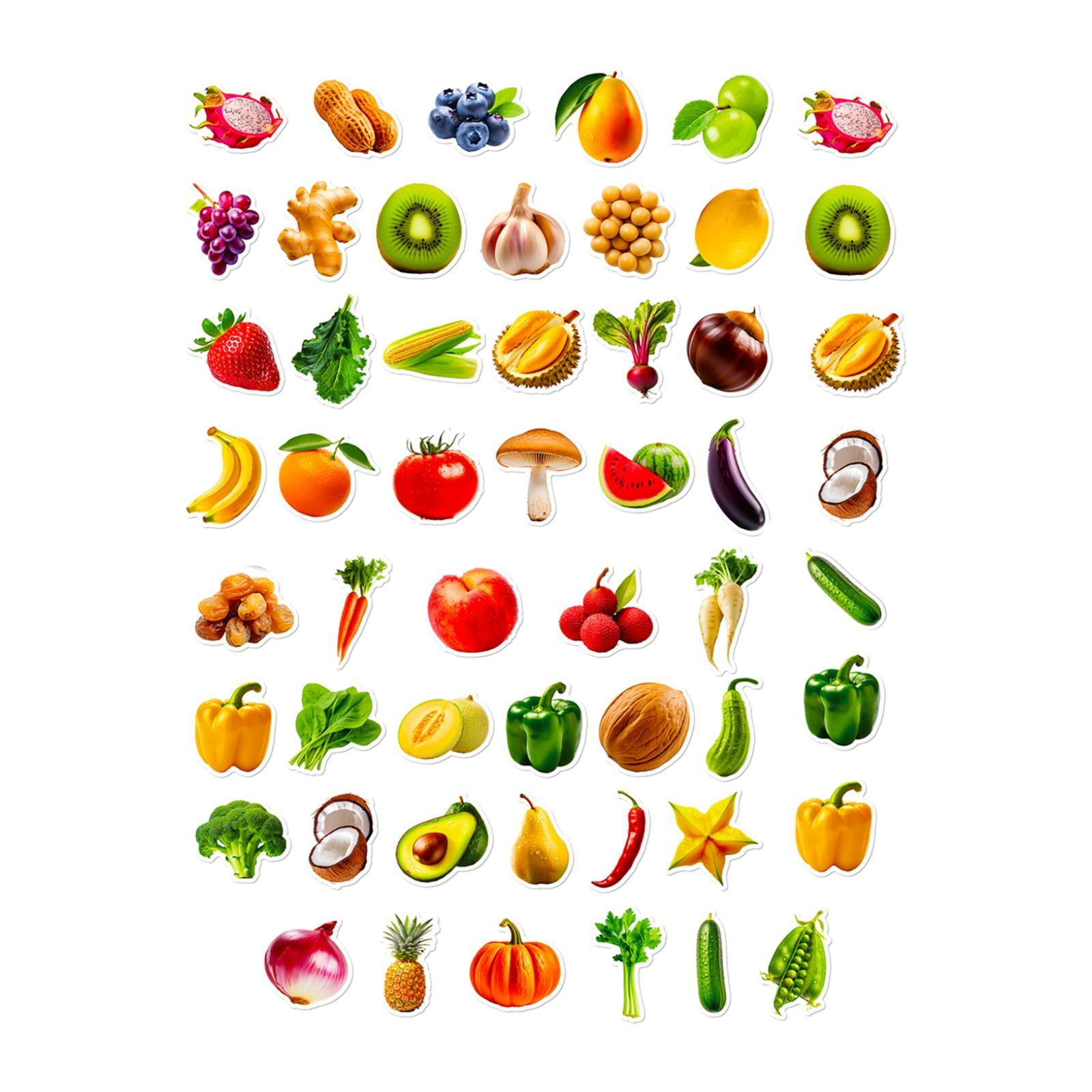 Fancyes 50 Pieces Fruits Vegetable Stickers for Kids Educational ...