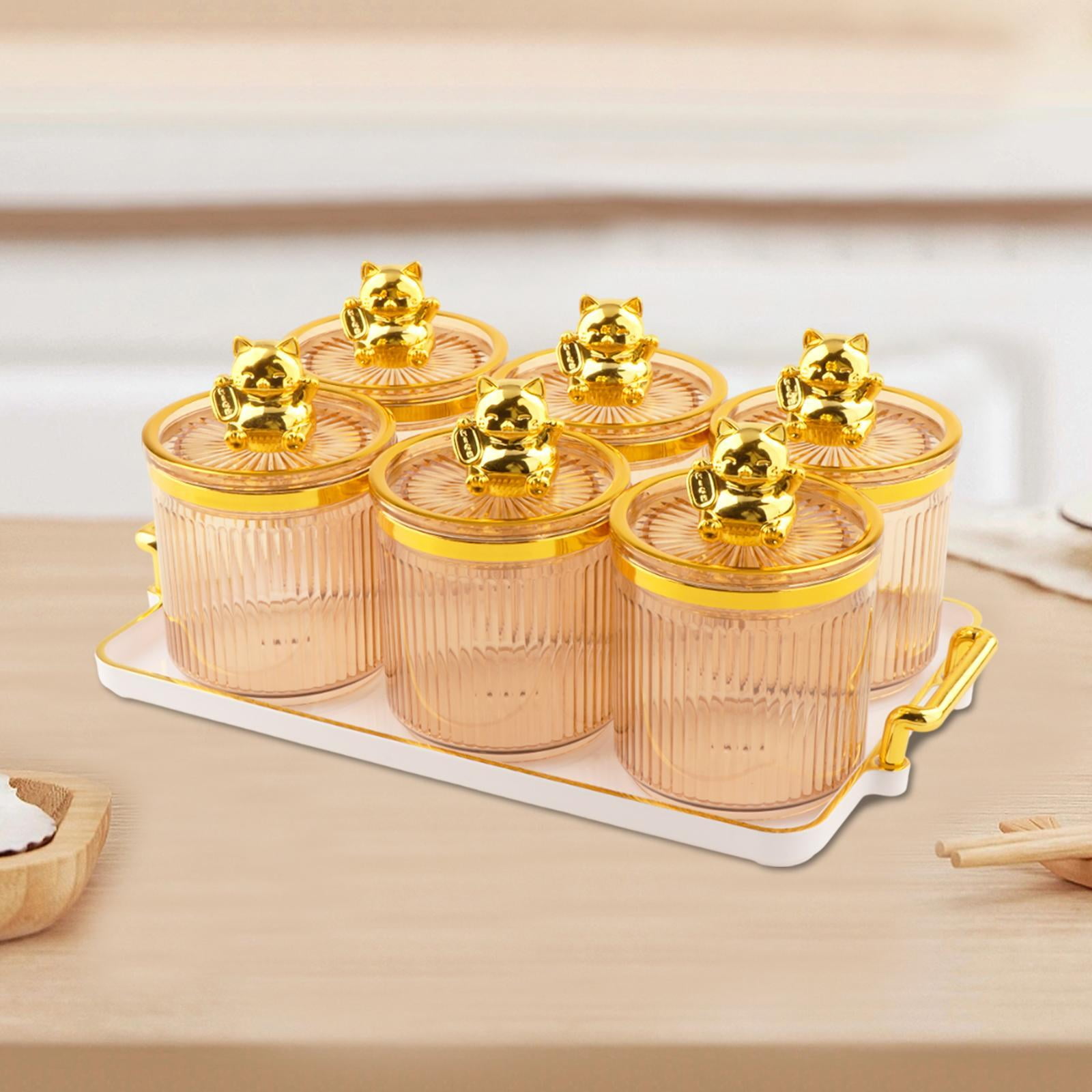 Fancyes 6 Grids Kitchen Spice Jars,Multifunctional Wedding Decor Food ...