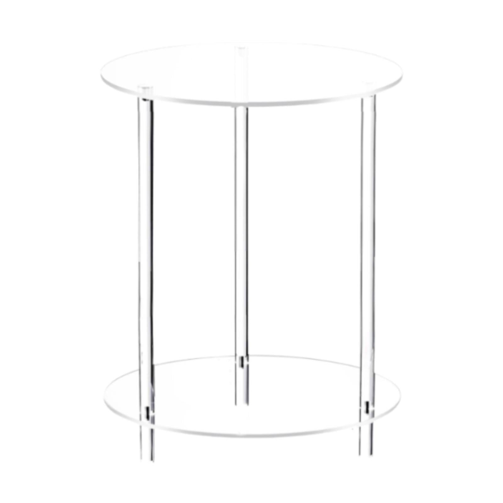 Fancyes Acrylic Round Side Table Easy Assembly Simple NightStand 2 Tier for Small Space Bedside ...