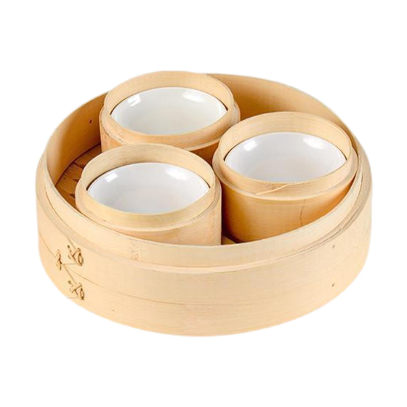 Fancyes Bamboo Steamer Bun Steaming Basket with 3 Steaming Bowls Easy ...