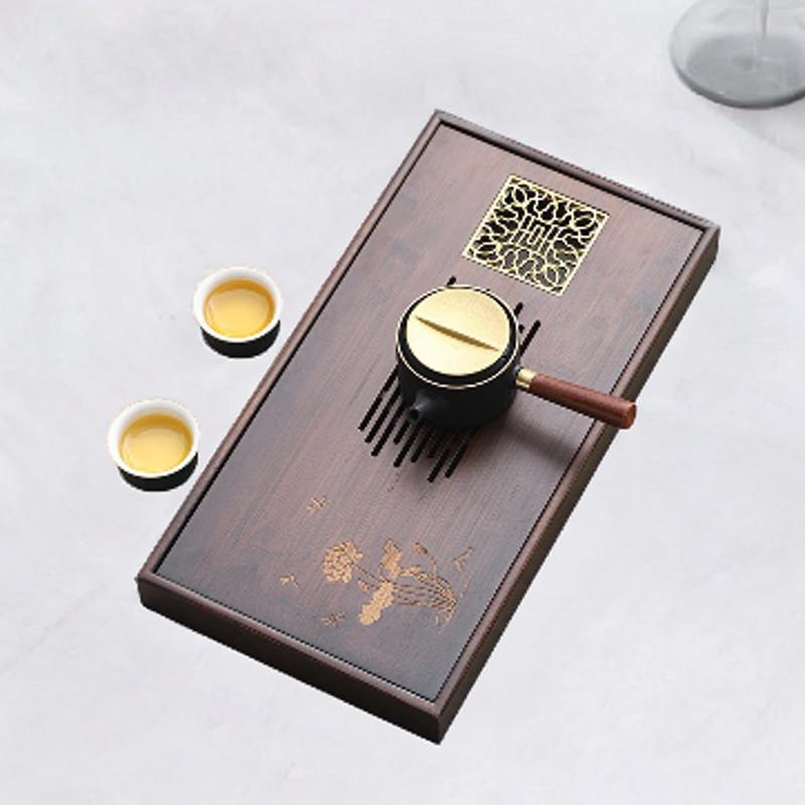 Fancyes Bamboo Tea Tray, Tea Serving Tray, Water Storage Drainage Type ...