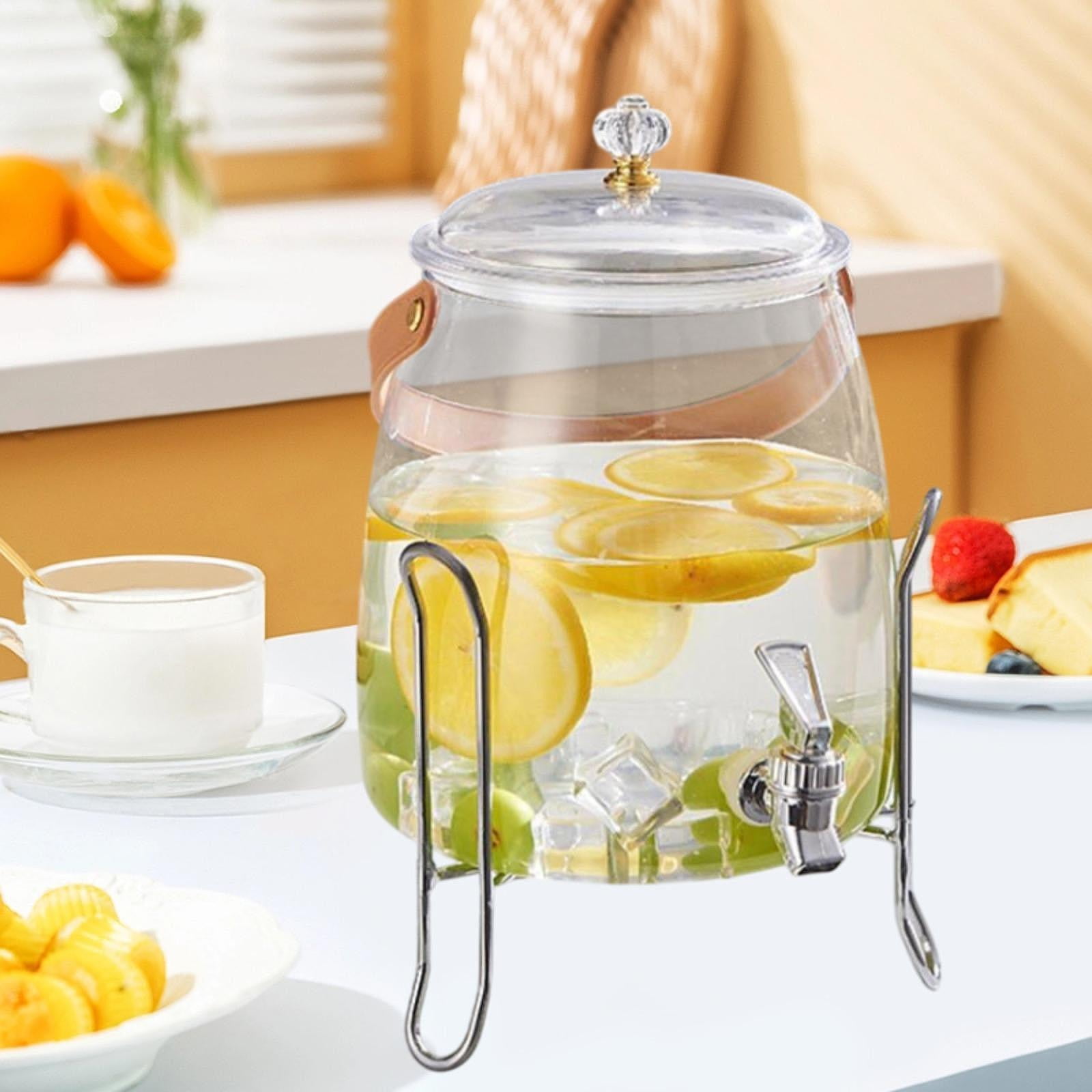 Fancyes Beverage Drink Container Juice Water Pitcher with Spigot Clear ...