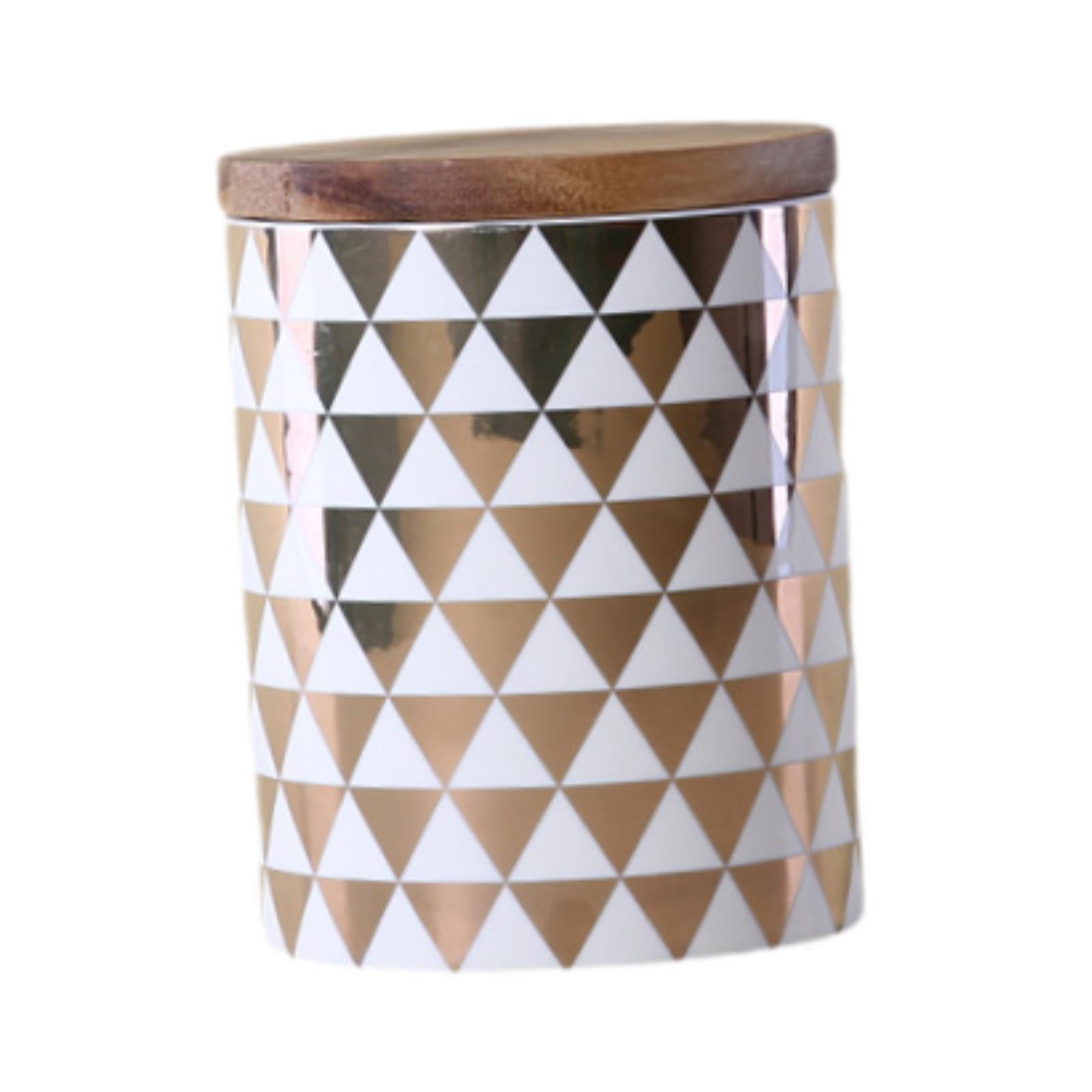 Fancyes Ceramic Jar Wooden Lid Tea Container with Lid Sealed Kitchen ...