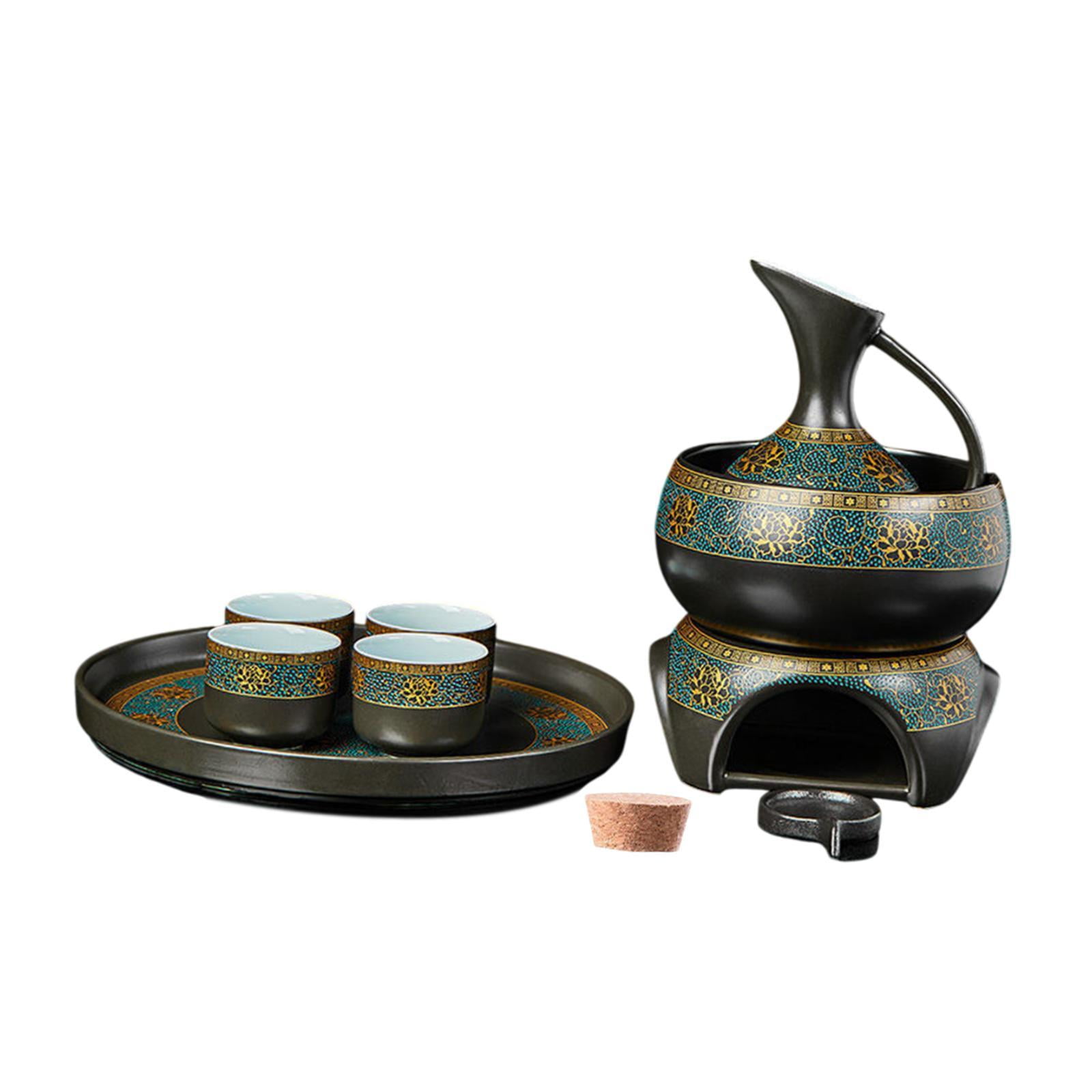 Fancyes Ceramic Sake Set Cups with Warmer Hot Drink Japanese Drinkware ...