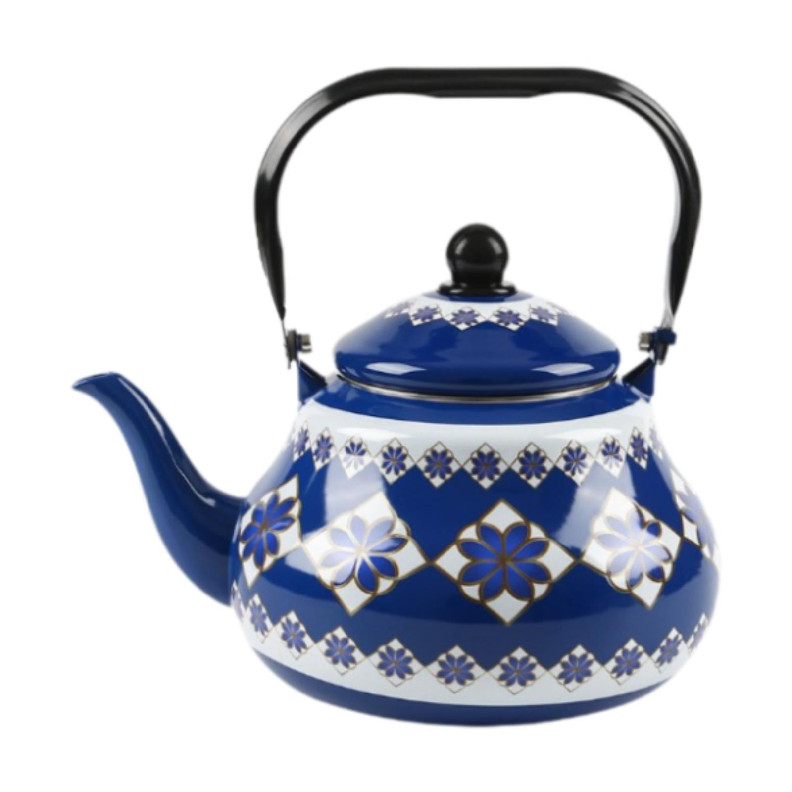 Fancyes Ceramic Teapot Enamel Kettle Traditional 2500 ml Porcelain Tea ...