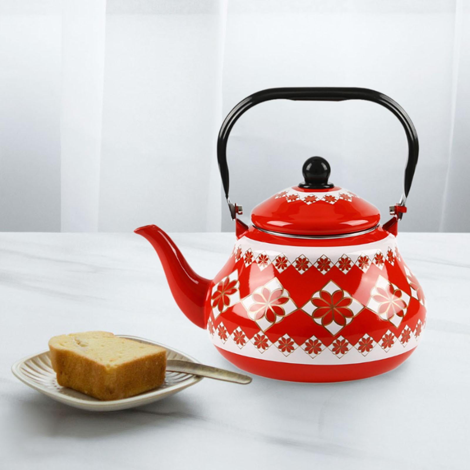 Fancyes Ceramic Teapot Enamel Kettle Traditional 2500 ml Porcelain Tea ...