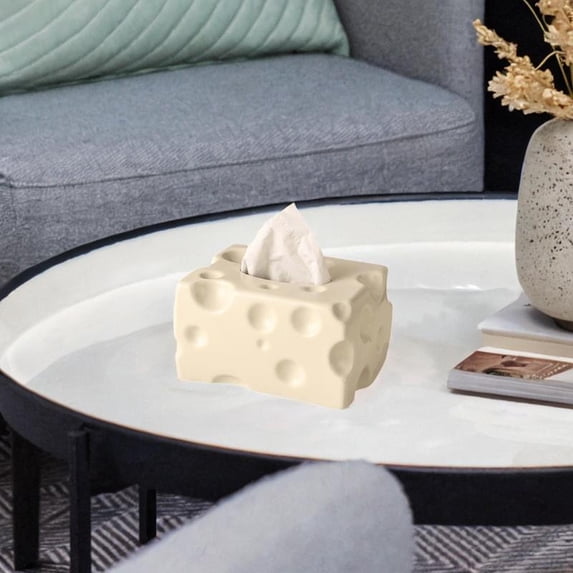 Fancyes Ceramic Tissue Box Tissue Dispenser Box Cheese Shaped Art ...