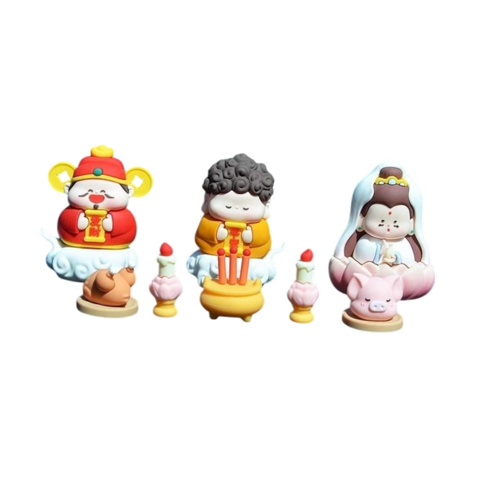 Fancyes Chinese God Statue Set for Worship Resin Mini Sculpture ...