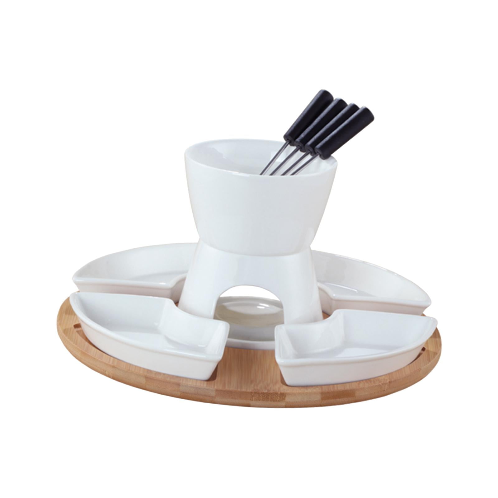 Fancyes Chocolate Fondue Set Tea Light Porcelain Melting Pot Dining ...