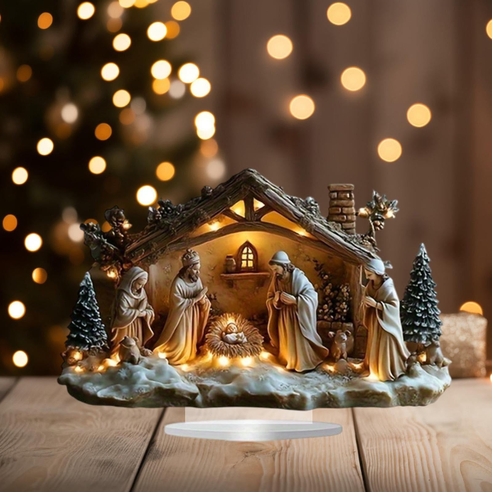 Fancyes Christmas Nativity Acrylic Sign Christmas Decoration 2D Artwork ...