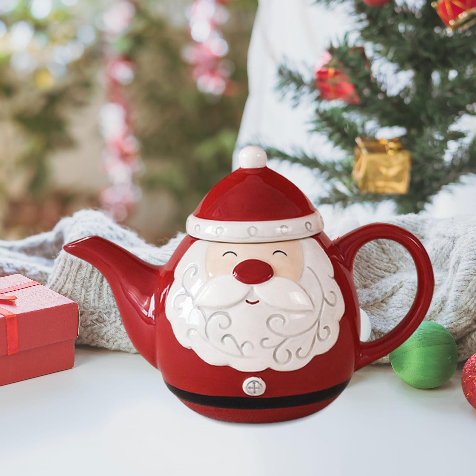 Fancyes Christmas Teapot China Mug Teapot, 580ml Novelty Porcelain ...